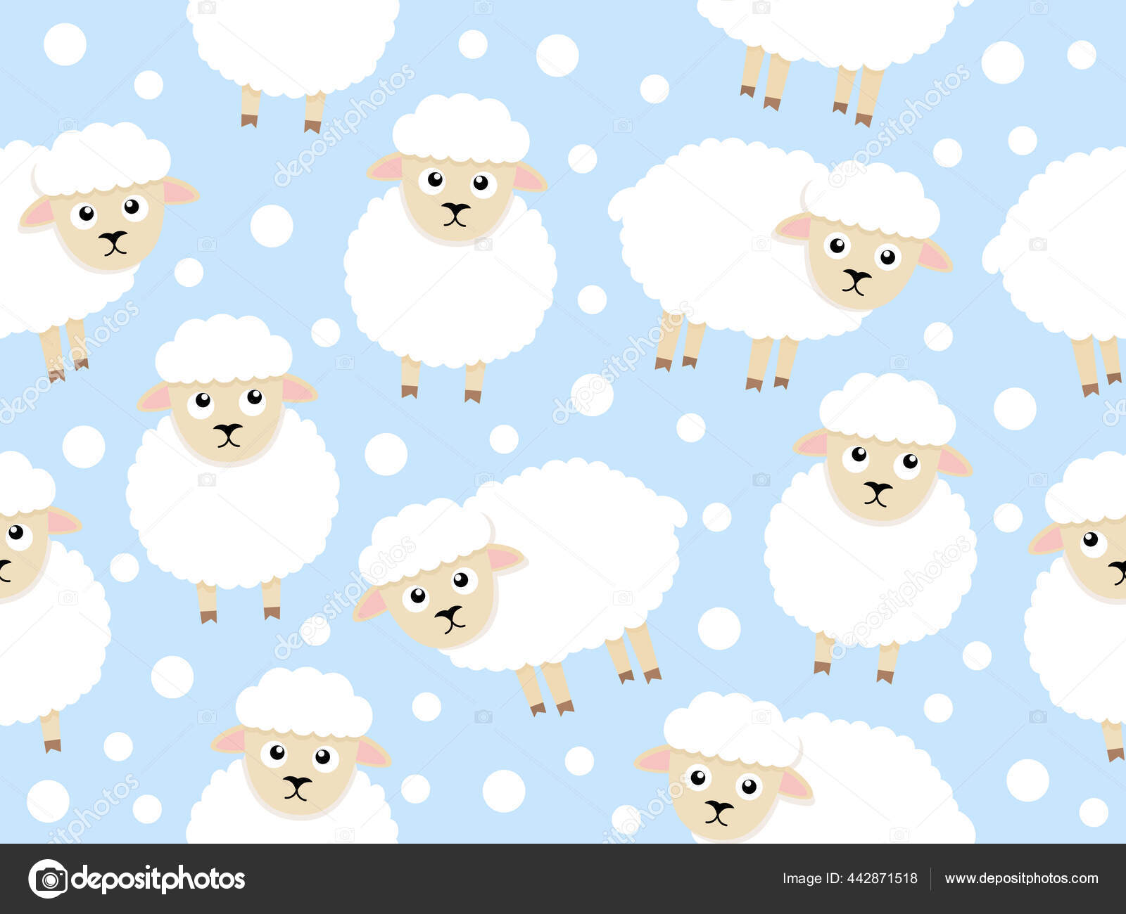 Cute Sheep Seamless Pattern Vector Farm Animal Blue Background Stock Vector by ©vitalia221 442871518