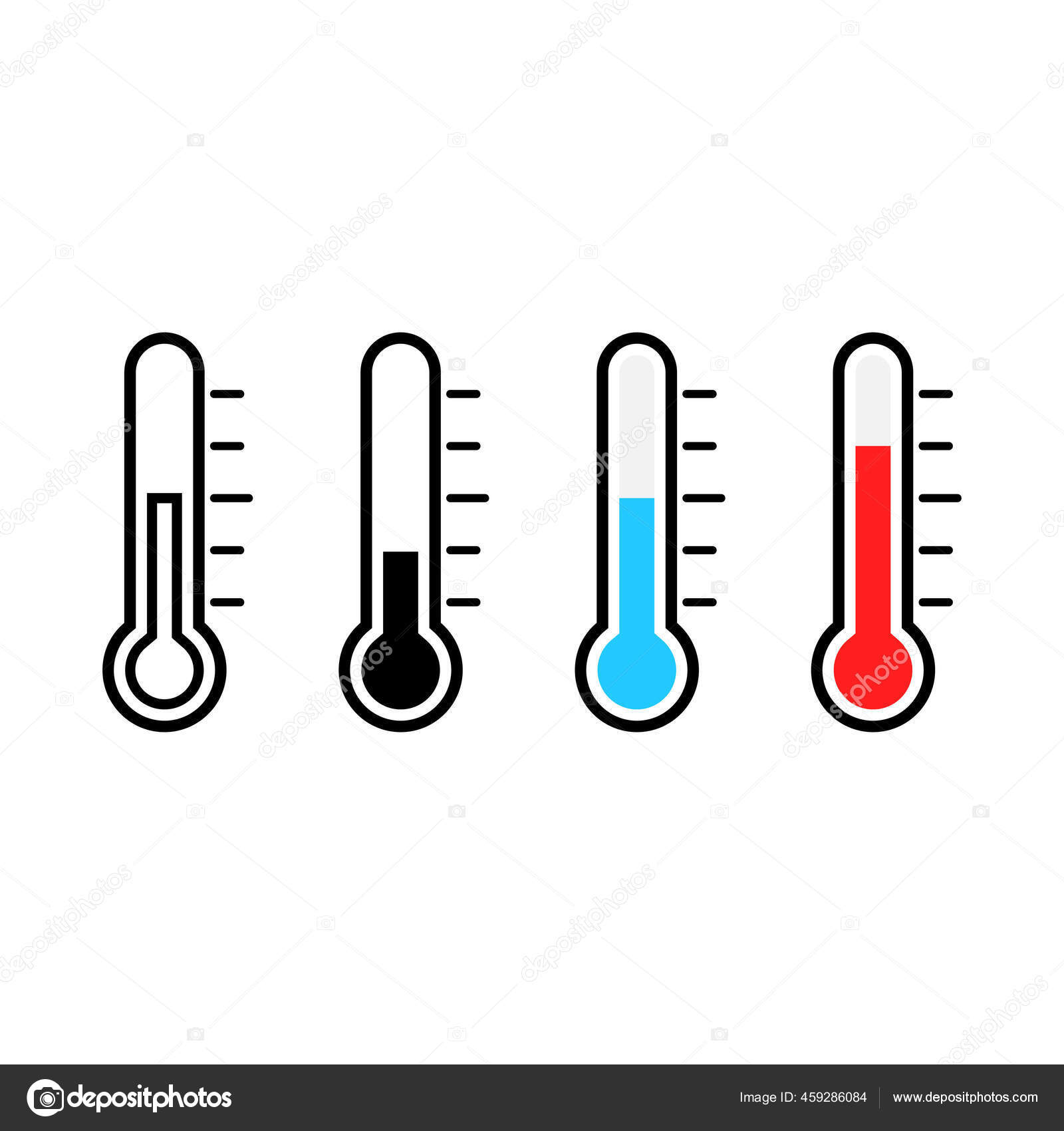Thermometer Icon Set Measurement Instrument Collection Weather ...