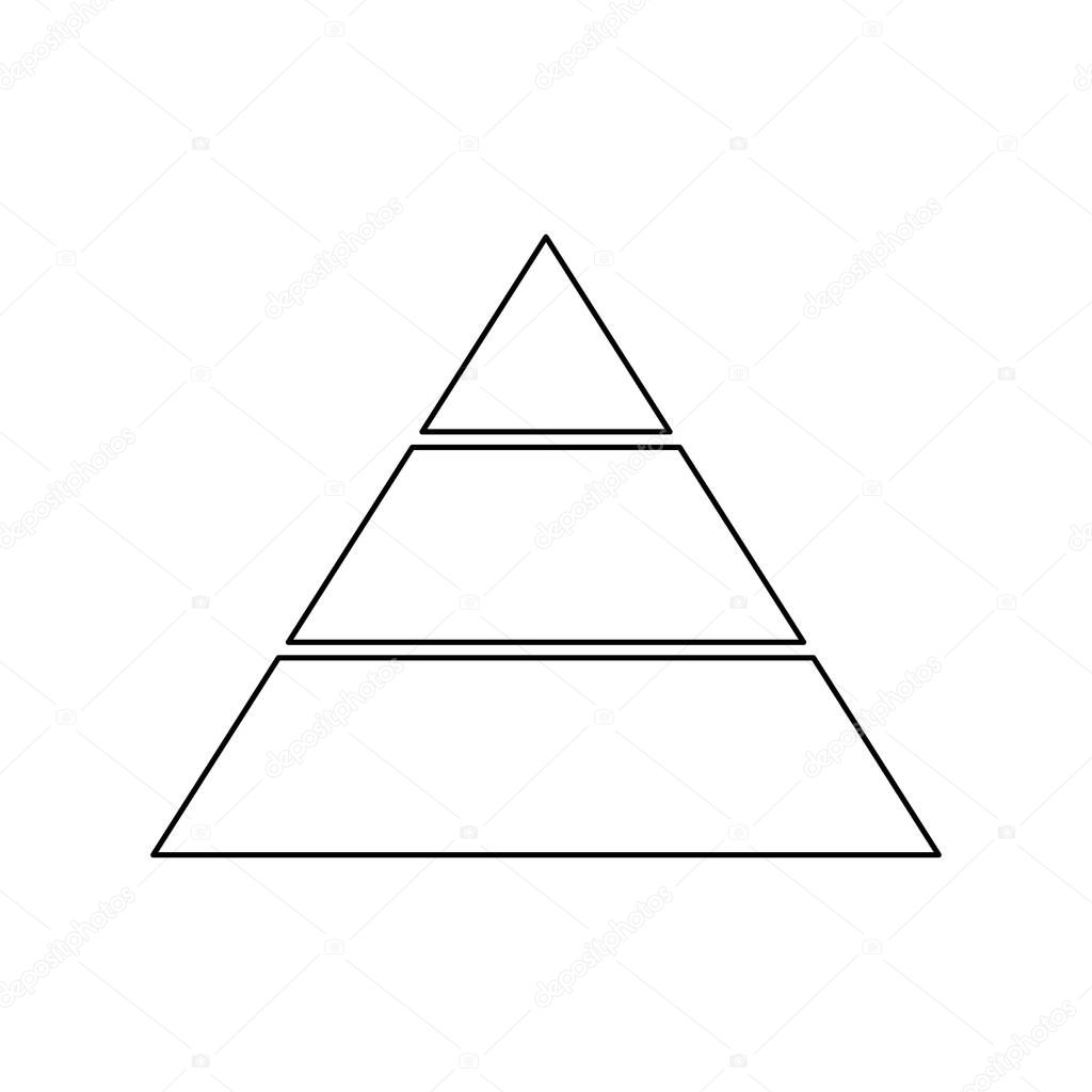 Icono de línea piramidal para infografías. Esquema de triángulo con 3 ... Icono de línea piramidal para infografías. Esquema de triángulo con 3 ...