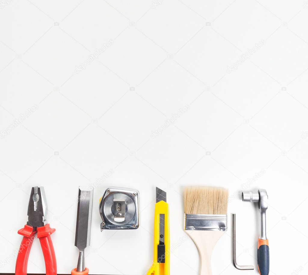 Tools over blank panel Stock Photo by ©minervastock 102021794