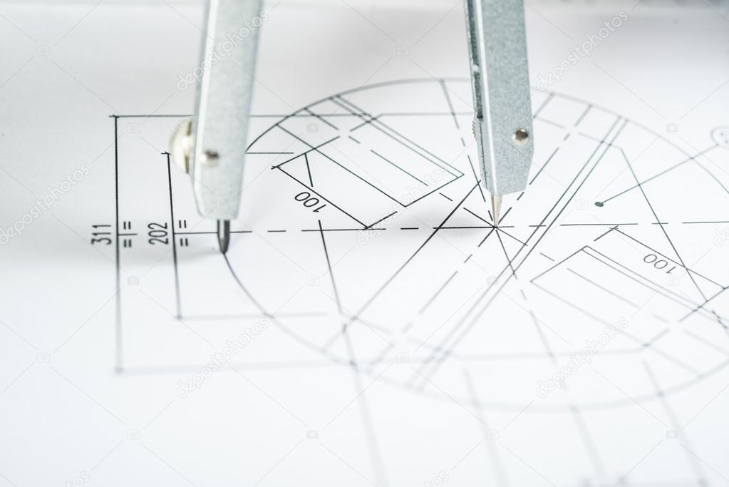 Compass on a technical drawing — Stock Photo © minervastock #122361496