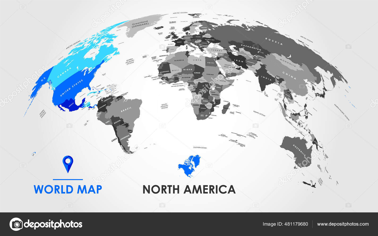Verdenskart Med Kontinenter Og Hav Vintage World Map Plakat