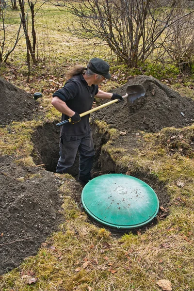 Hose Pumping Out Home Septic Tank Access Riser Stock Photo by ...