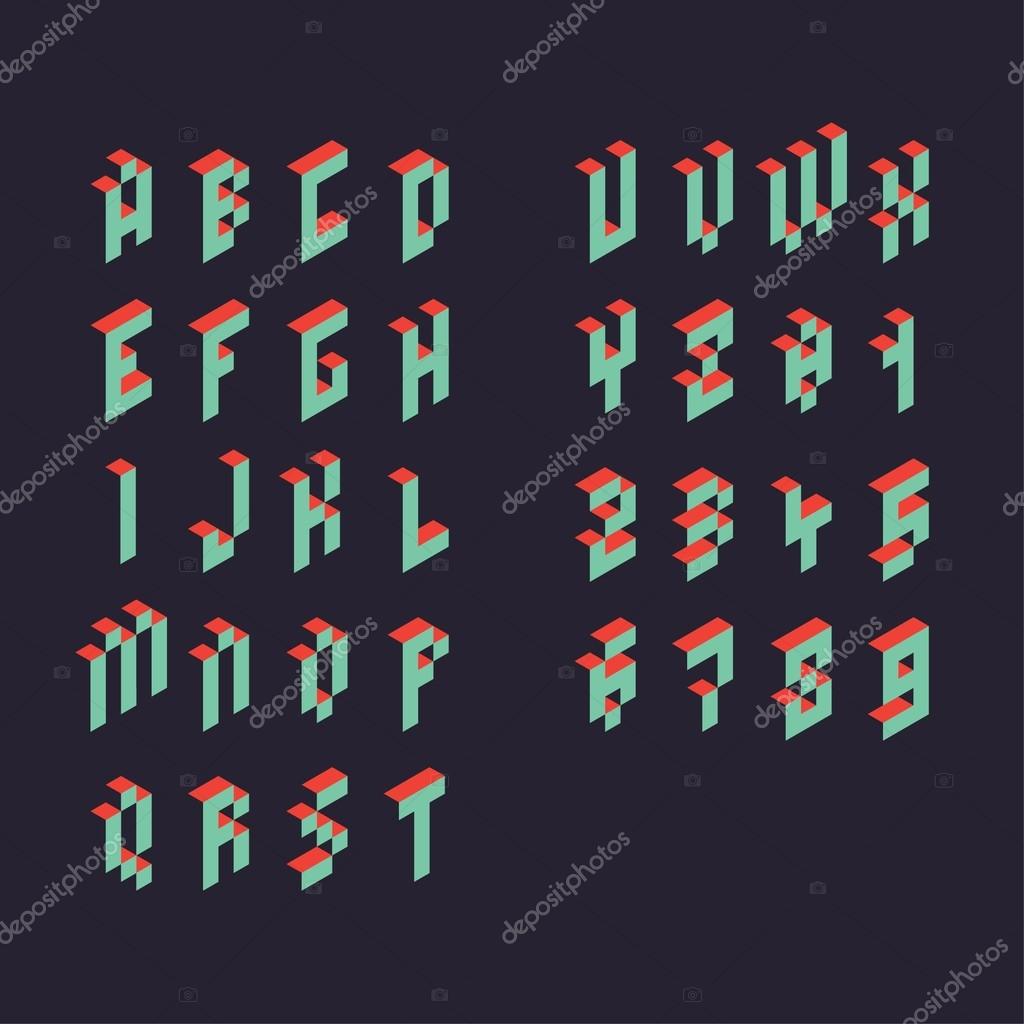 Pixel alphabet and numbers Stock Vector Image by ©i3alda #100086192
