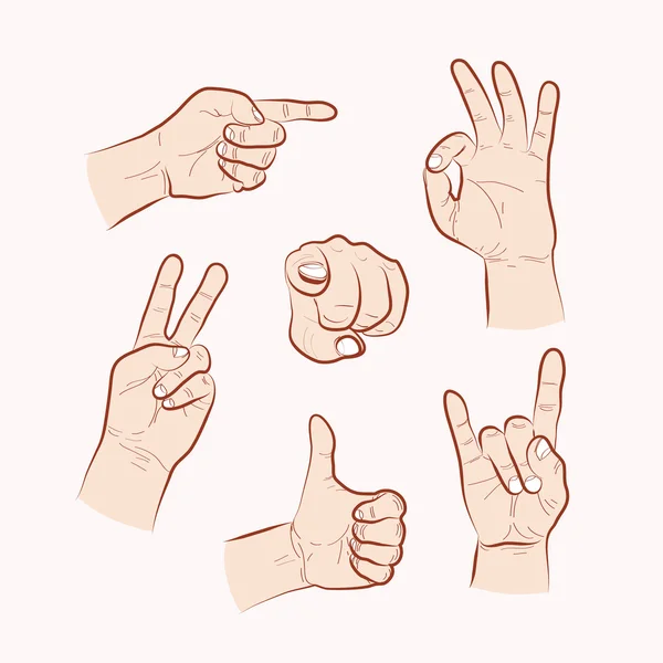 Hands gestures hand drawn set logo design isolated on white. Stock Vector Image by ©svsunny ...