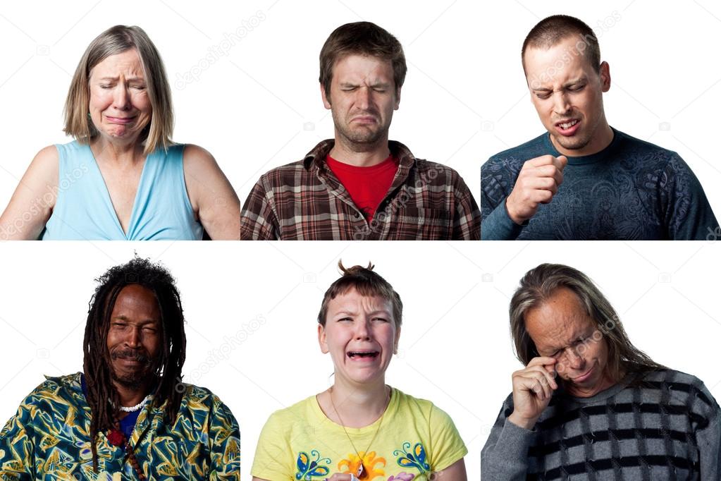 Group of six sad, crying individuals — Stock Photo © doglikehorse #65080349