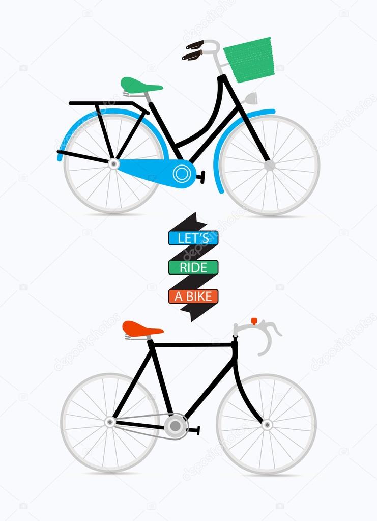 Ilustración con mensaje gráfico y bicicletas . Vector de stock ...