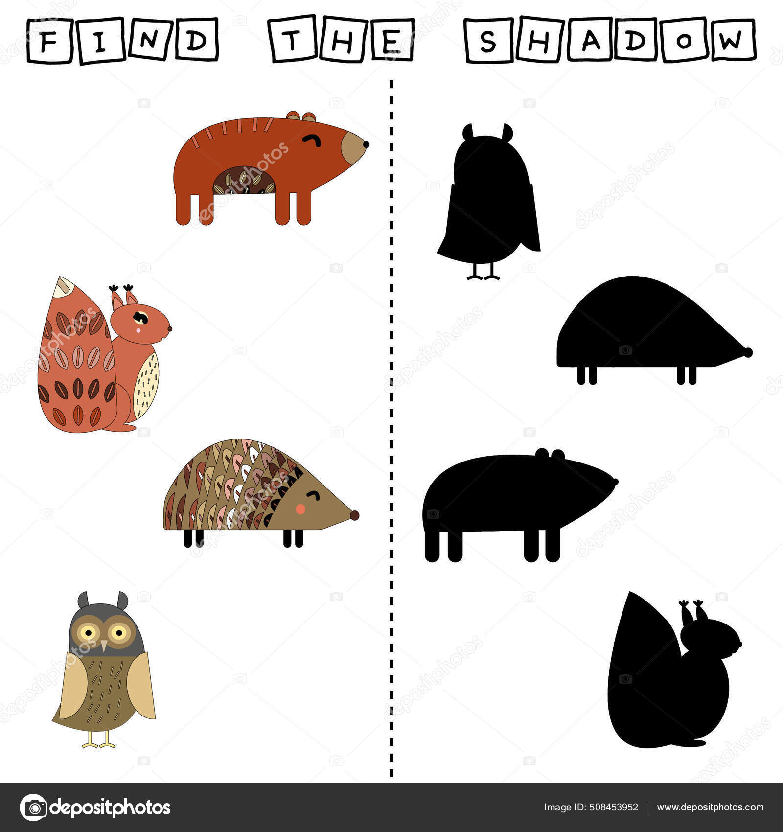 Animal Worksheet Vector Design Task Cut Glue Piece Colorful Cute Stock ...