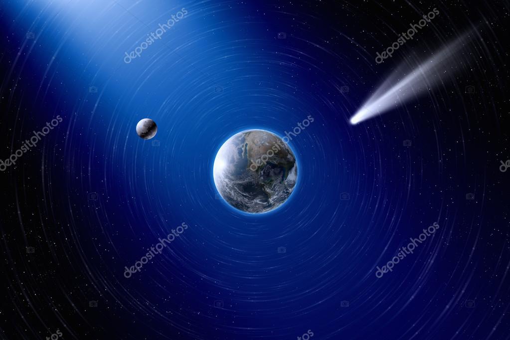 Earth, moon and comet Stock Photo by ©I_g0rZh 61868613