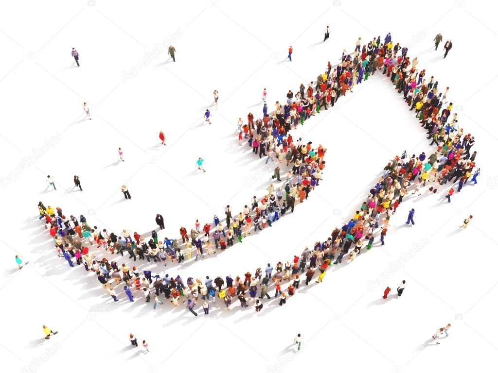 Gente con dirección. Gran grupo de personas en forma de flecha ... Gente con dirección. Gran grupo de personas en forma de flecha ...