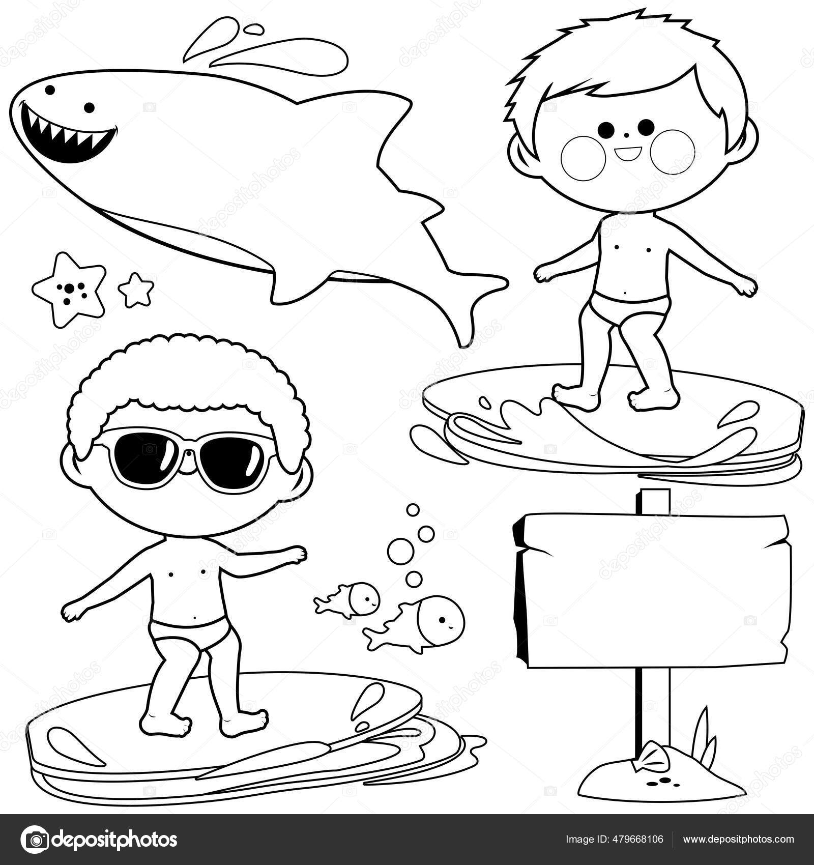 Boy Swimming Coloring Pages