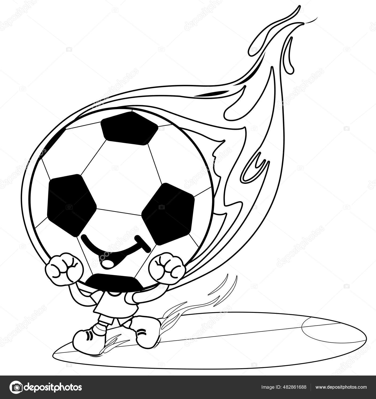 Personaje Fútbol Dibujos Animados Llamas Vector Blanco Negro Para ...