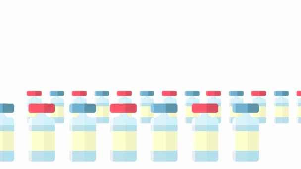 Animation Many Bottles Blue Red Caps Moving Different Directions ...