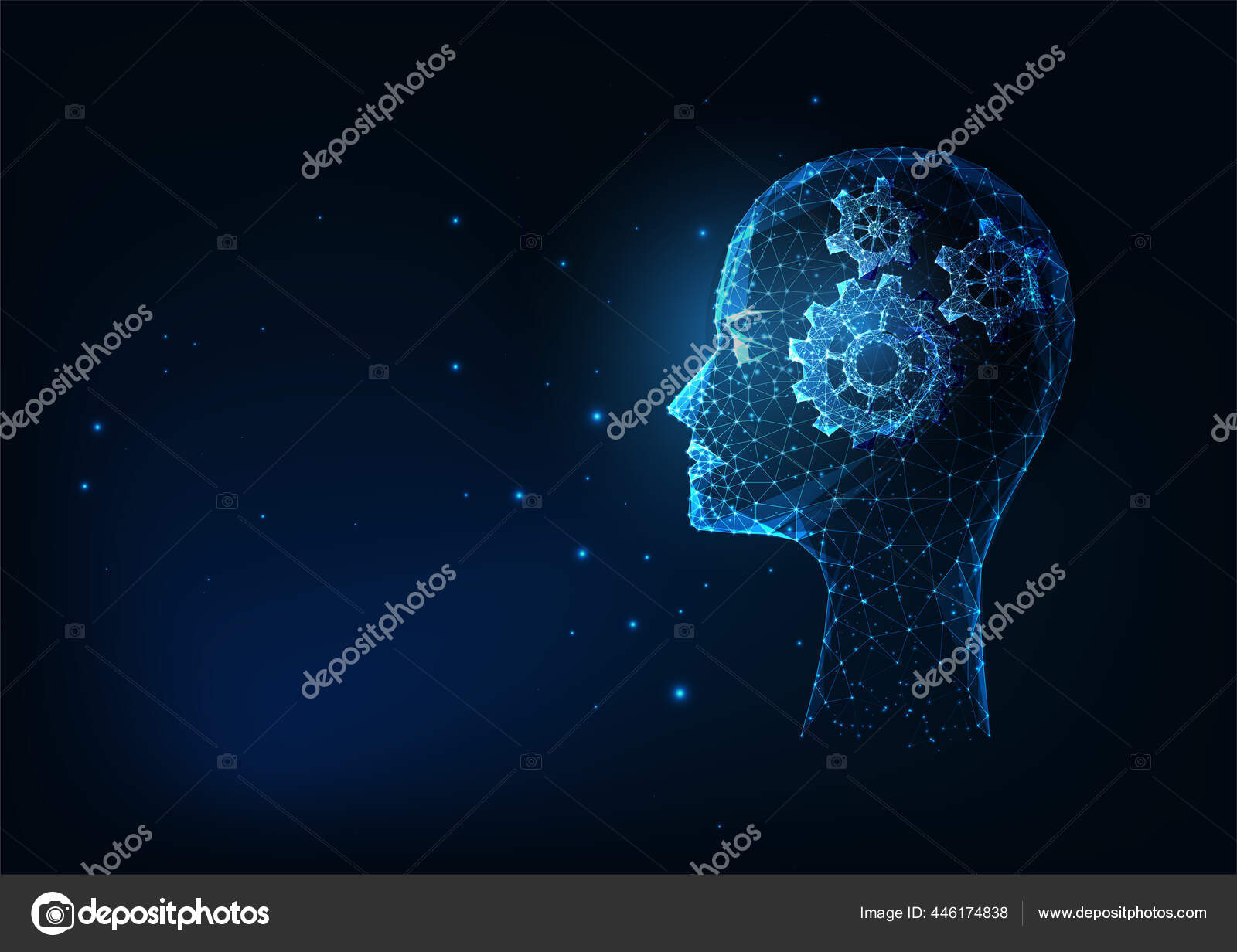 Futuristic human thinking, innovative technologies concept with glowing ...