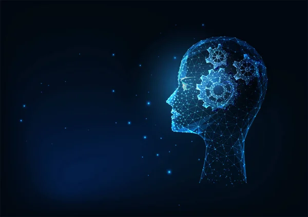 Futuristic Growth mindset VS Fixed mindset concept with low poly human ...