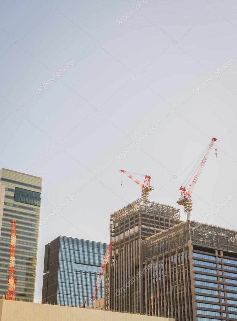 Crane and building construction site ( Filtered image processed Stock ...