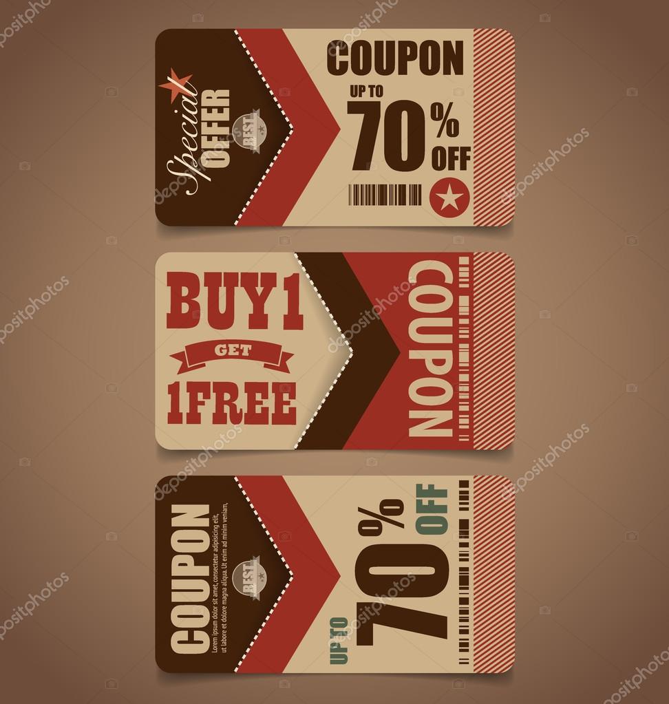 Sale Coupon, voucher, tag. Vintage Style template Design vector Stock ...