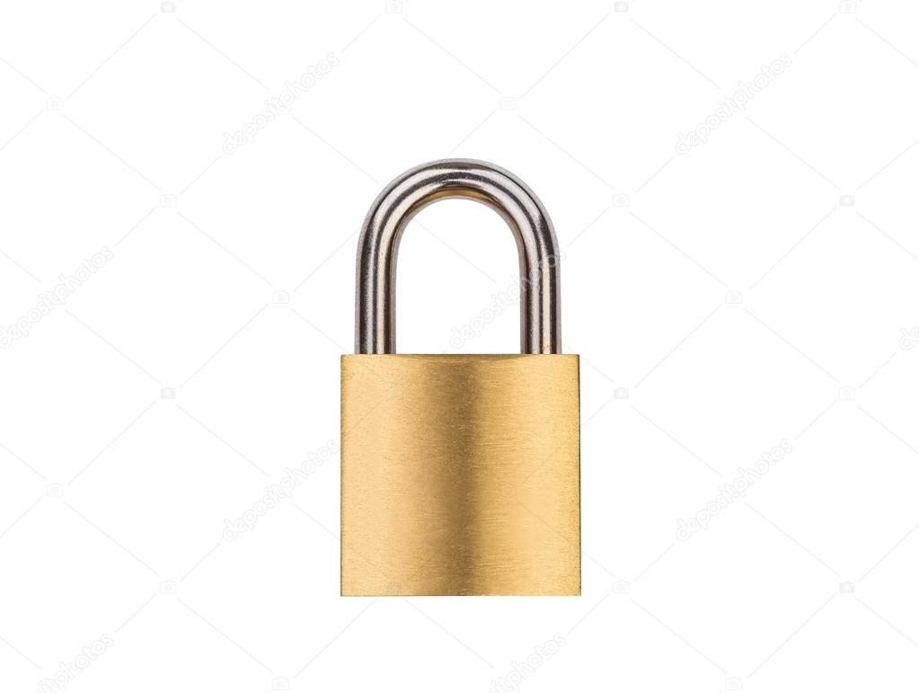 Gold metal padlock isolated on white background with clipping pa Stock ...