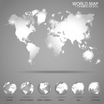 World Map with Pins, Flat Design Vector Illustration Stock Vector Image ...