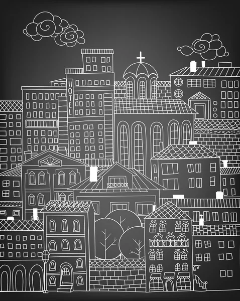 Hand drawn town — Free Stock Vector © katerinamk #87840584