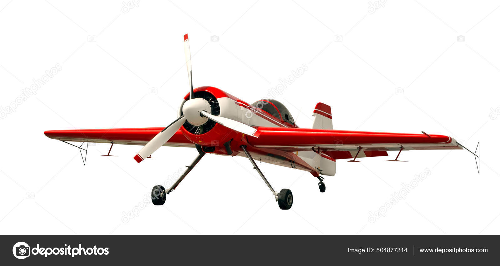 Front Side View Red Aerobatic Sports Aircraft Piston Engine Propeller ...