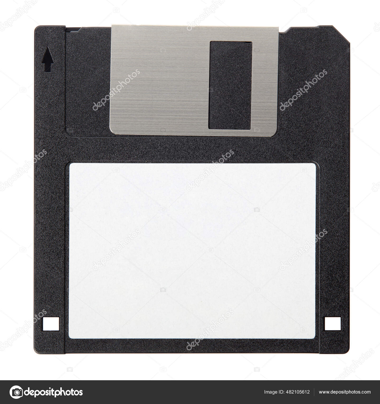 Black Floppy Disk Blank Label Isolated White Background Clipping Path ...