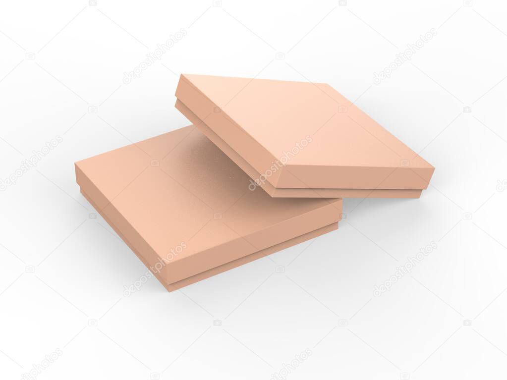 mockup cuadrado delgado marrón de la caja de embalaje del cartón ...