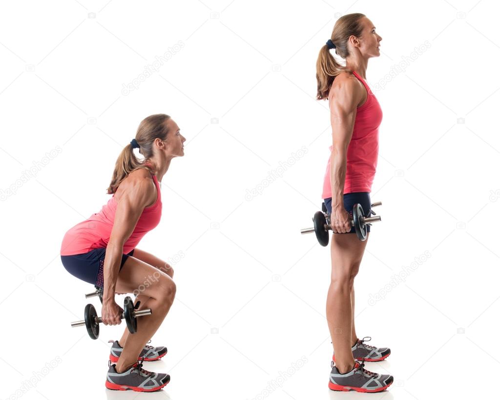 Narrow Dumbbell Squats