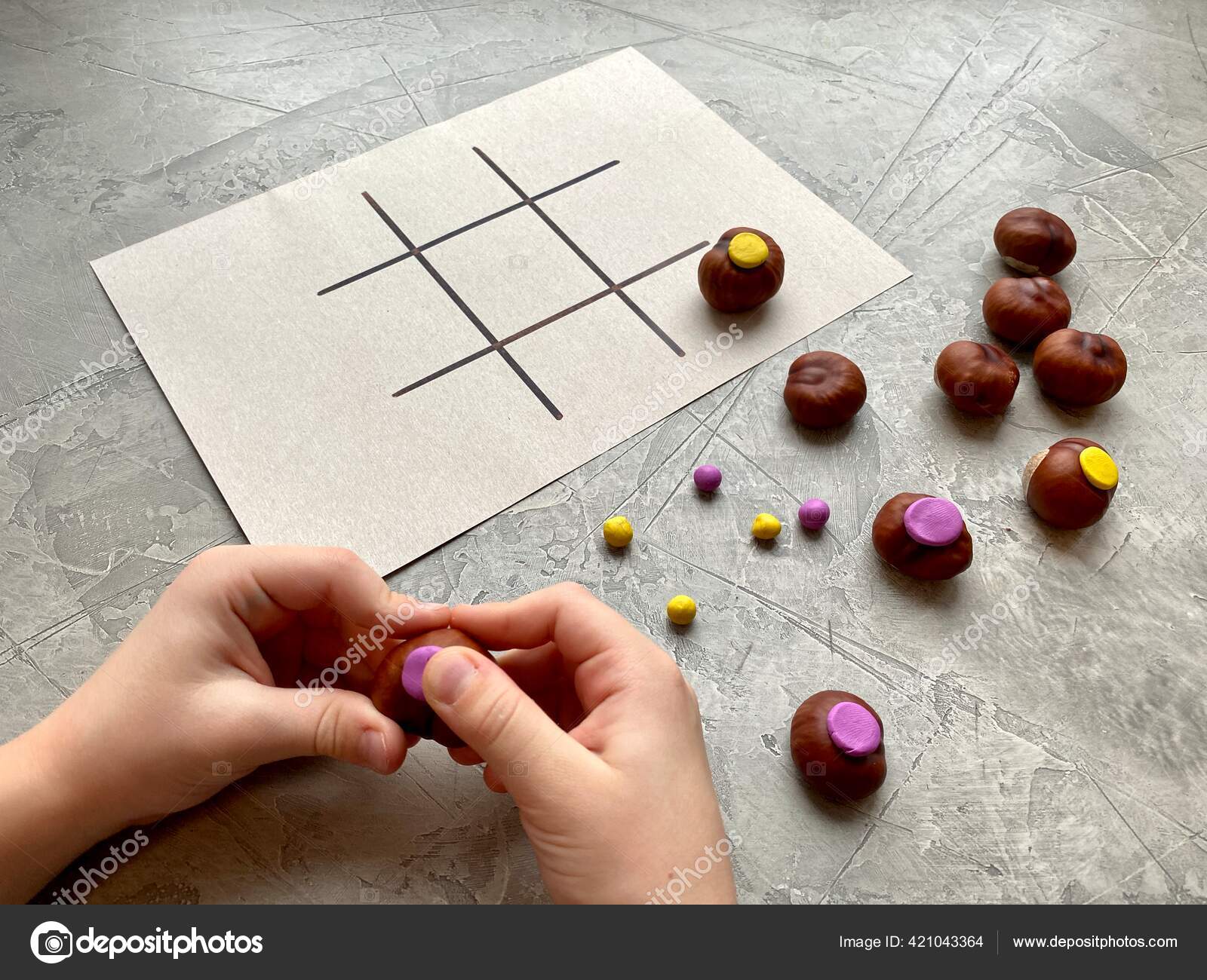 Children's Board Game Made Natural Material Chestnuts — Stock Photo ...