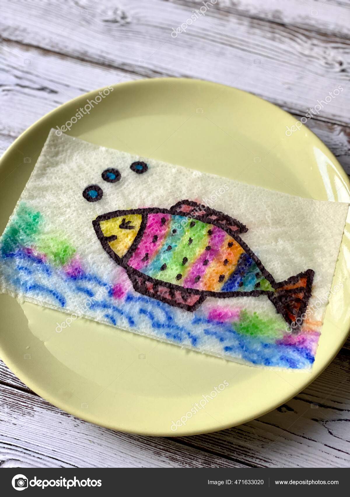 Magic, drawing fish, appears in the water, coloring book. — Stock Photo ...