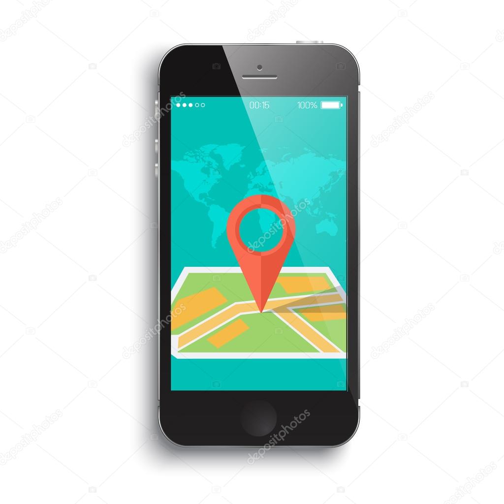 Smartphone and a map. Stock Vector by ©Chuhail 108173728