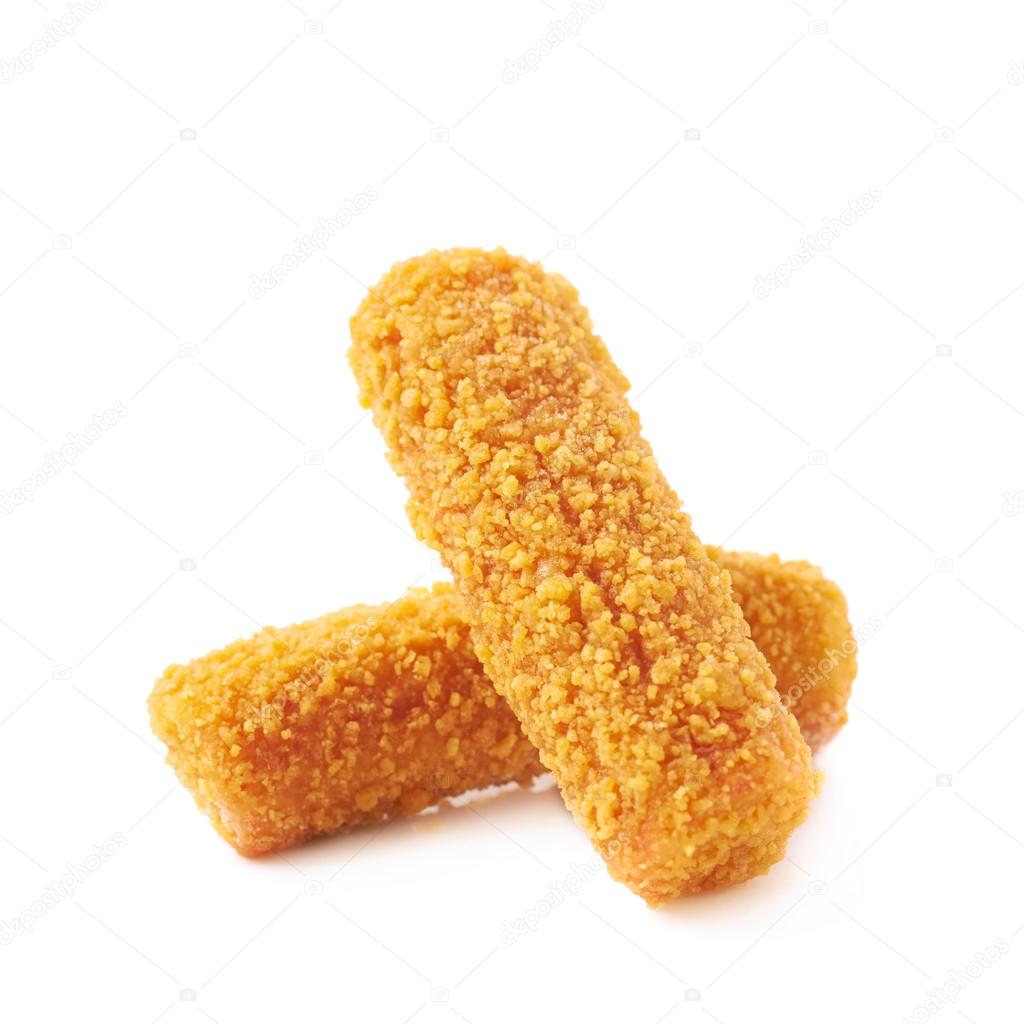 Pile of breaded crab sticks isolated Stock Photo by ©nbvf89 98783238