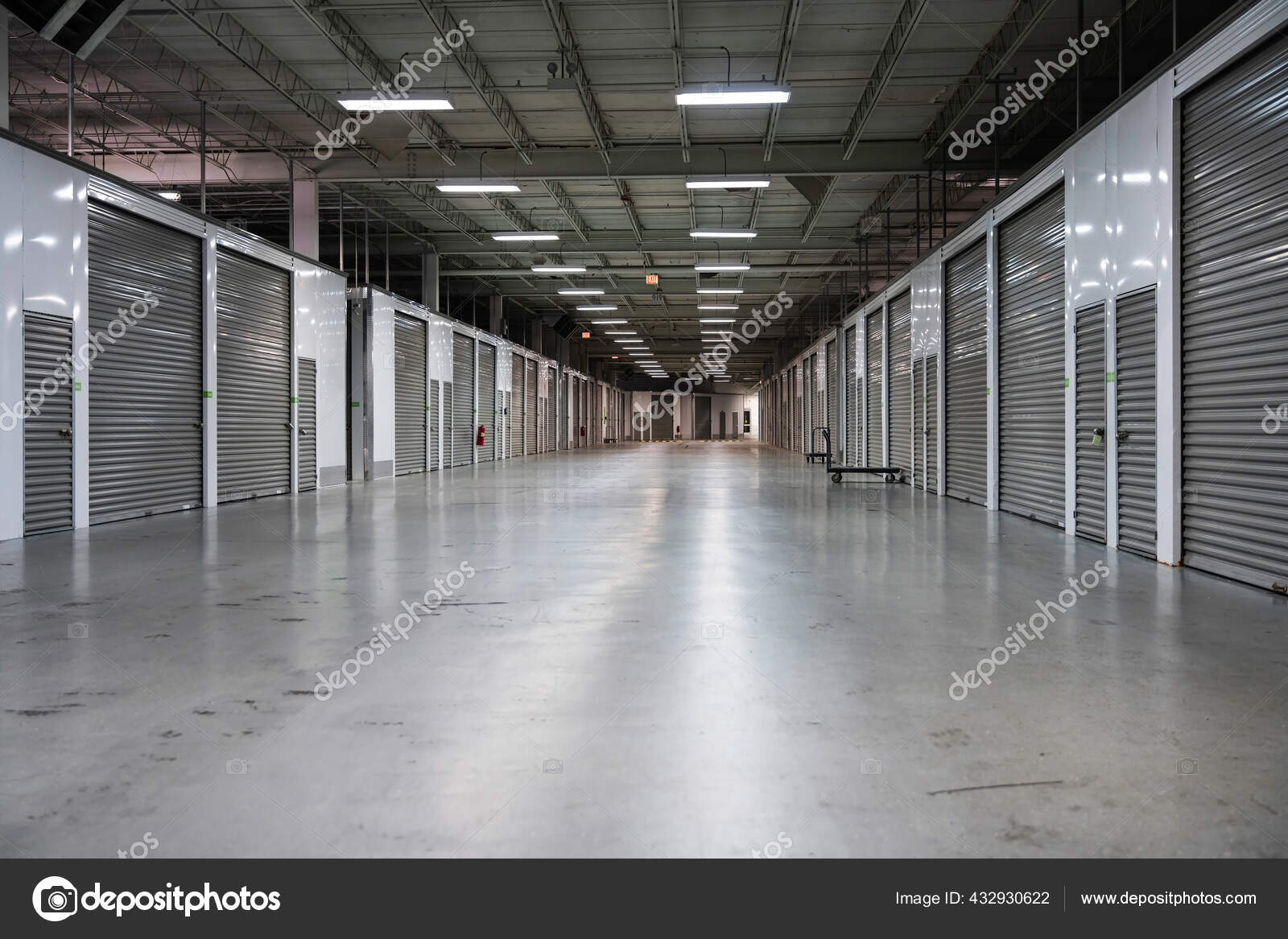 Wide Corridor Storage Facility Gray Doors Moving Storage Concept Stock ...