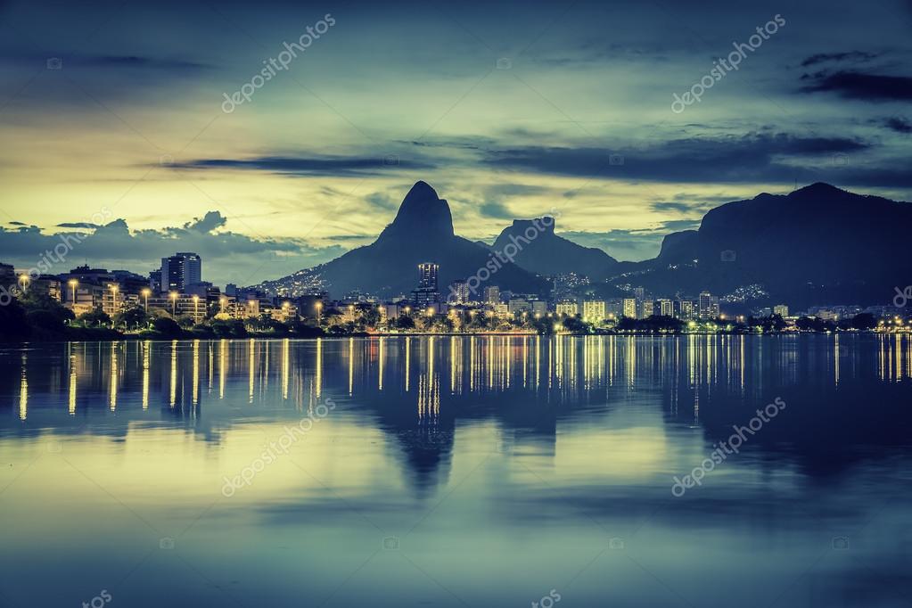 Sunset behind mountains in Rio de Janeiro — Stock Photo © marchello74 ...