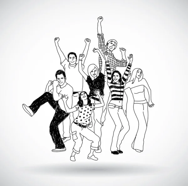 Happy crowd cartoon Vector Art Stock Images | Depositphotos