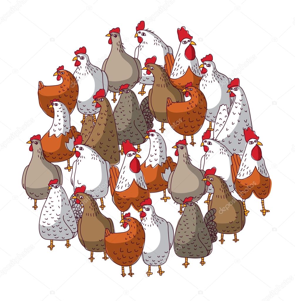 Birds color chicken group isolated Stock Vector Image by ©dashk_ #120858264