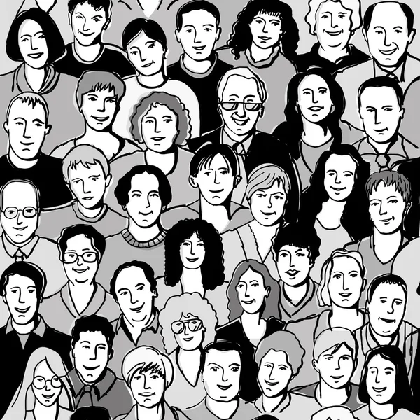 Pattern people faces in crowd - Stock Image - Everypixel
