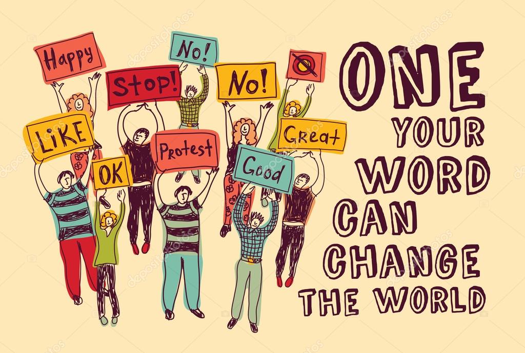 People handing a signs Stock Illustration by ©dashk_ #80487290