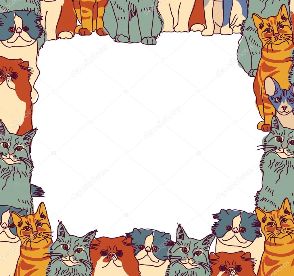 Frame with group of cats Stock Vector Image by ©dashk_ #88198614