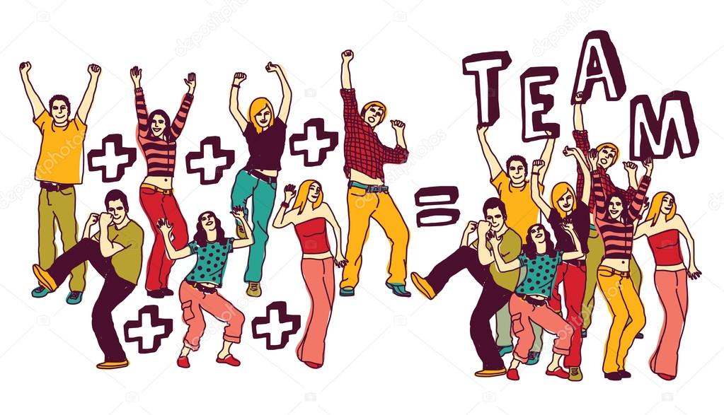 Group of active happy people team Stock Vector Image by ©dashk_ #88198776