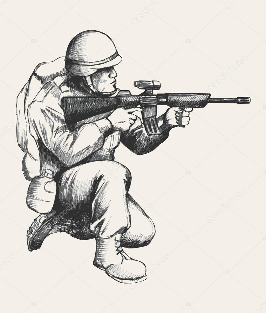 Soldier Gun Drawing