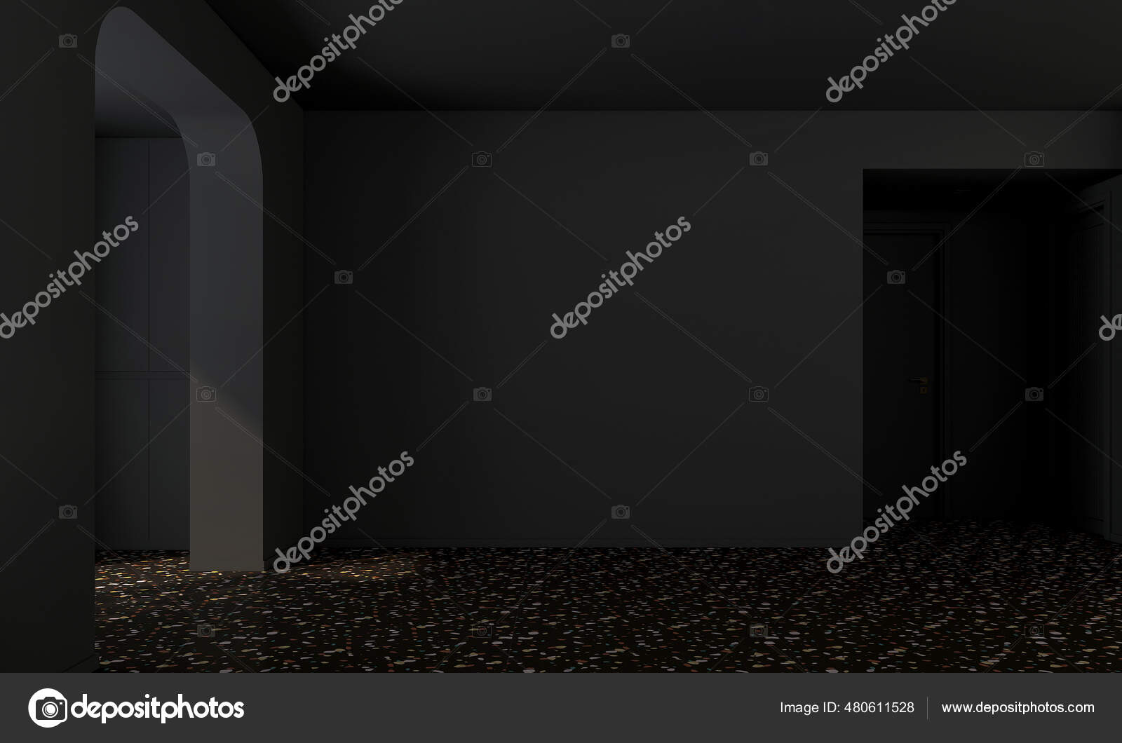 Empty Space Living Room Interior Design Black Wall Background — Stock ...