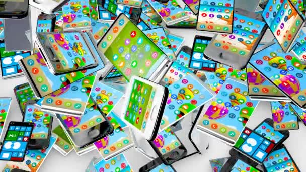 Mobile phones background. Pile of different modern smartphones. Stock ...