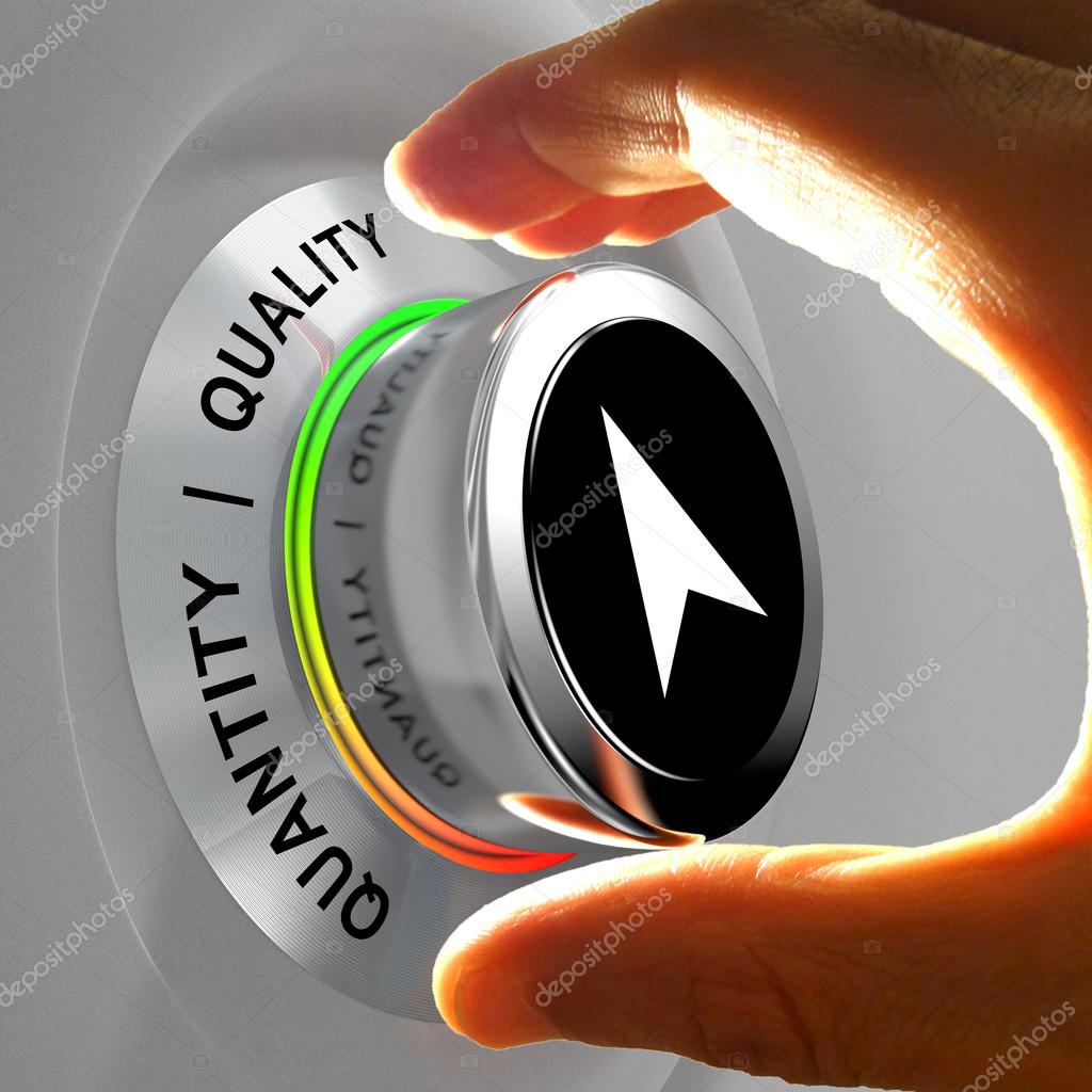 Quality versus Quantity. Hand adjusting the level of items. — Stock ...