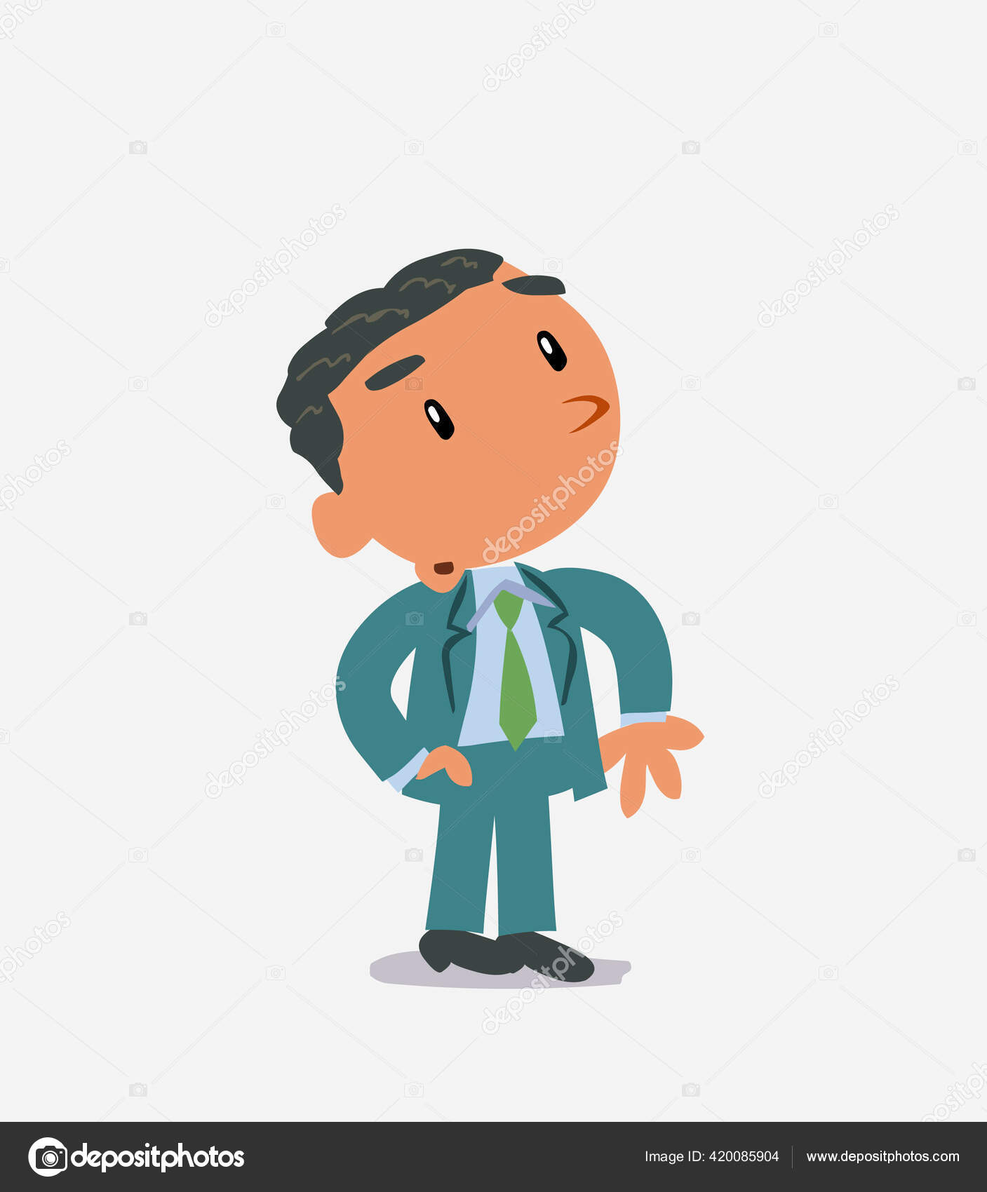 Personaje Dibujos Animados Hombre Negocios Con Duda Algo Sorprendido ...