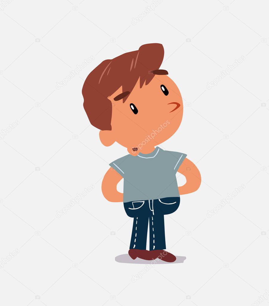 Personaje Dibujos Animados Niño Jeans Dudando Vector de stock por ...