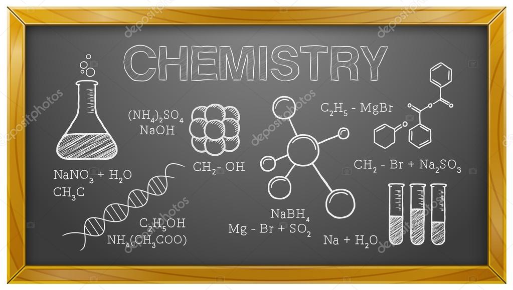Chemistry, Science, Chemical Elements, Blackboard — Stock Vector ...