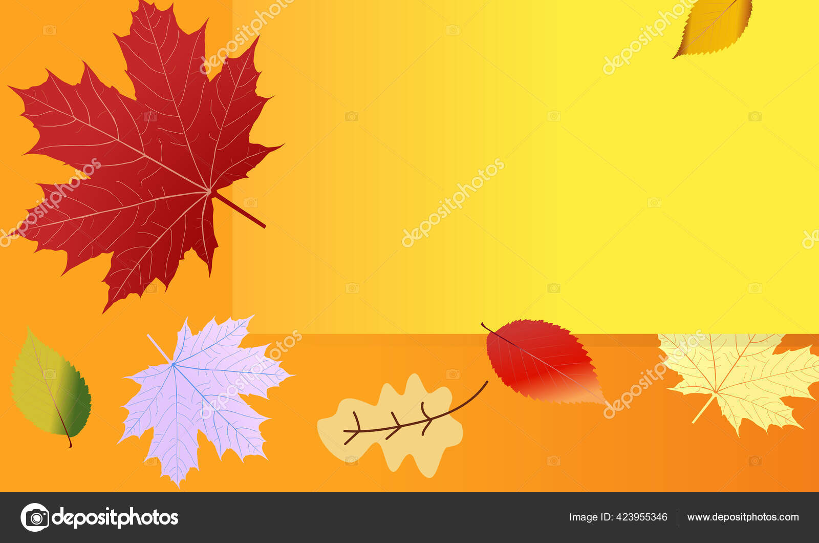 Autumn Falling Leaves Background Vector Template Leaf Vector Stock ...