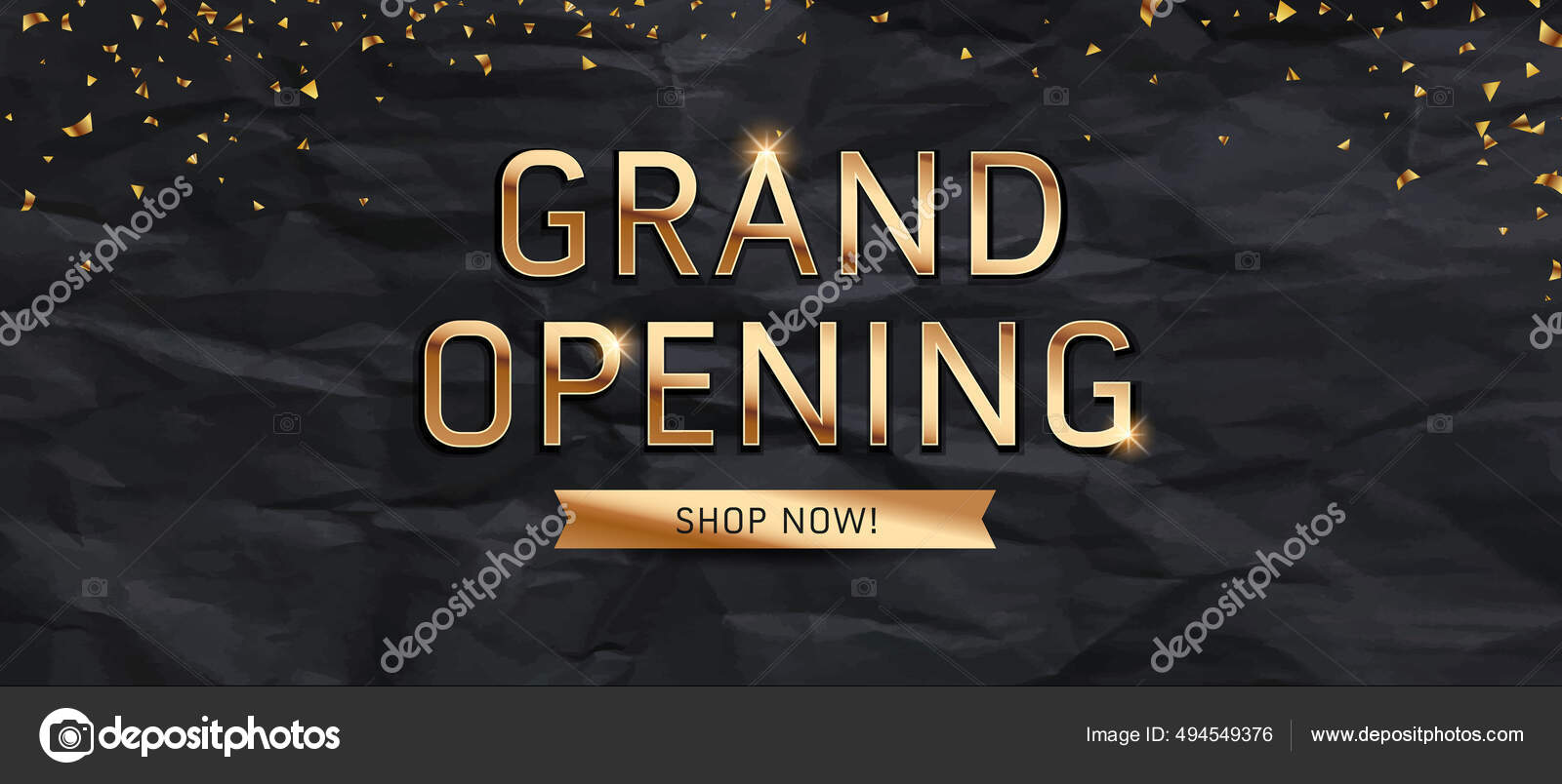 Grand Opening Sale Gold Text Message Design Black Background Eps Stock ...