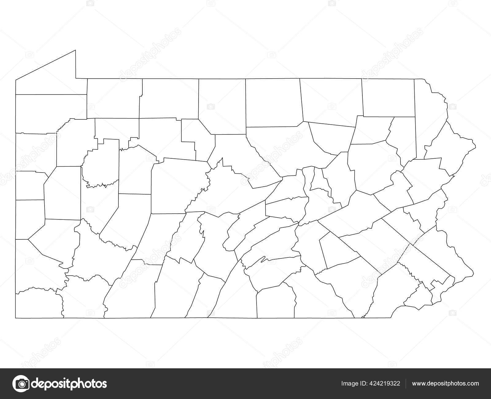 White Outline Counties Map State Pennsylvania Stock Vector by ©momcilo ...